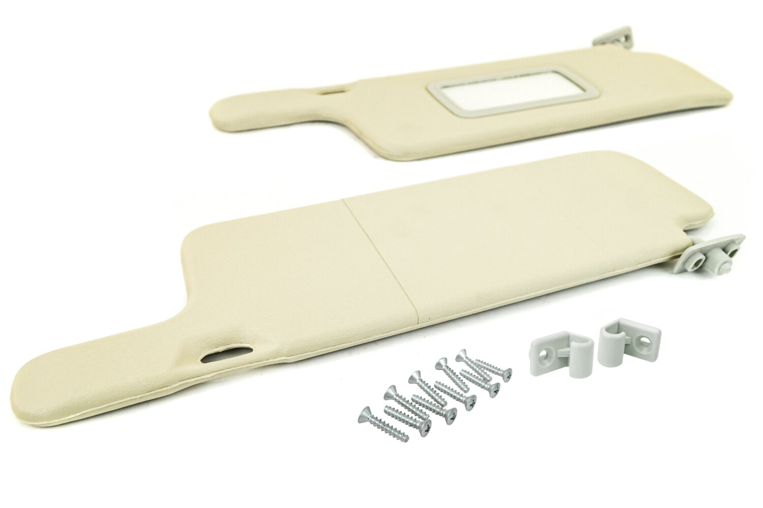 Козырьки солнцезащитные светлые с зеркалом, крючками и комплектом саморезов на ВАЗ 2108-21099, 2113-2115