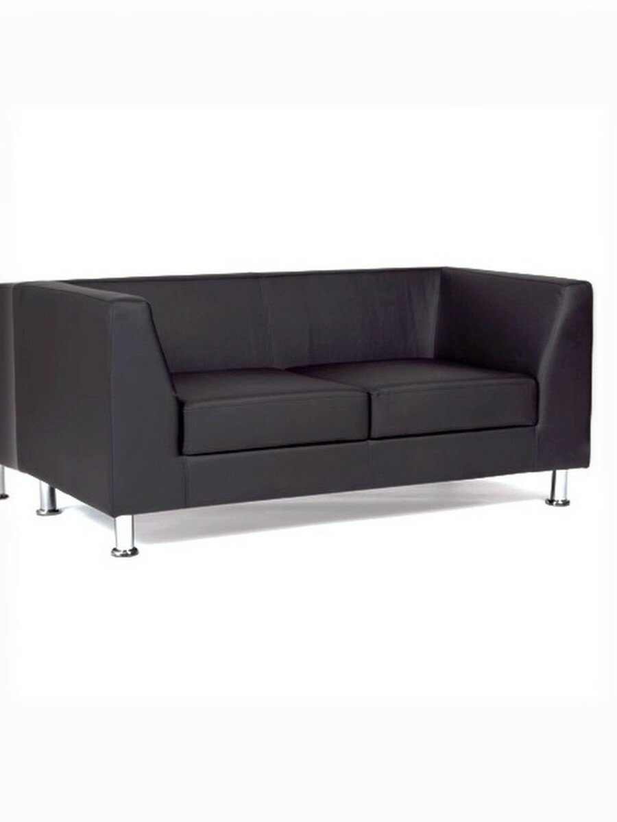 Диван двухместный StylChairs Браво офисный, обивка: экокожа, цвет: черный