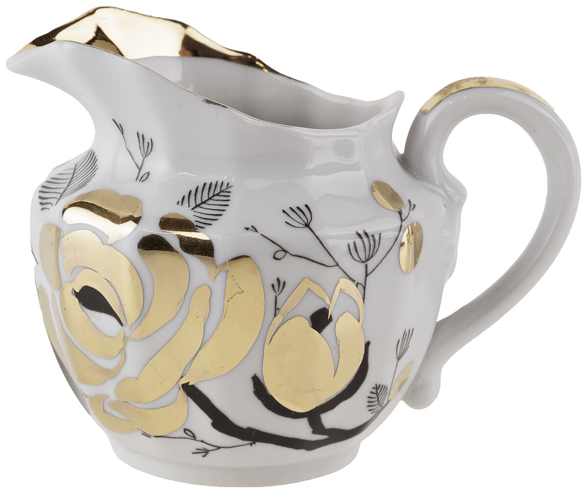 Молочник "Золотая роза", фарфор, винтаж, Вербилки, СССР, 1965 - 1991 гг.