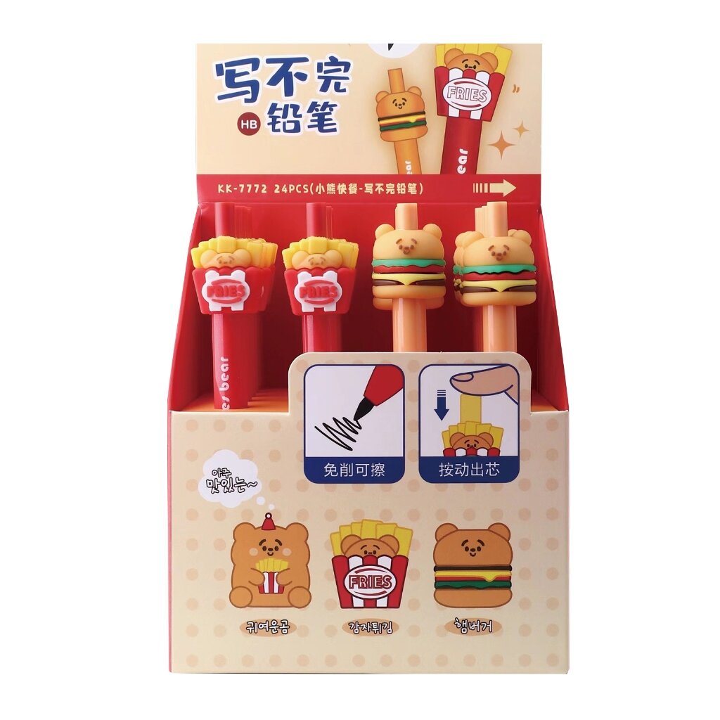 24 шт. Мультяшные карандаши без чернил, выдвижные