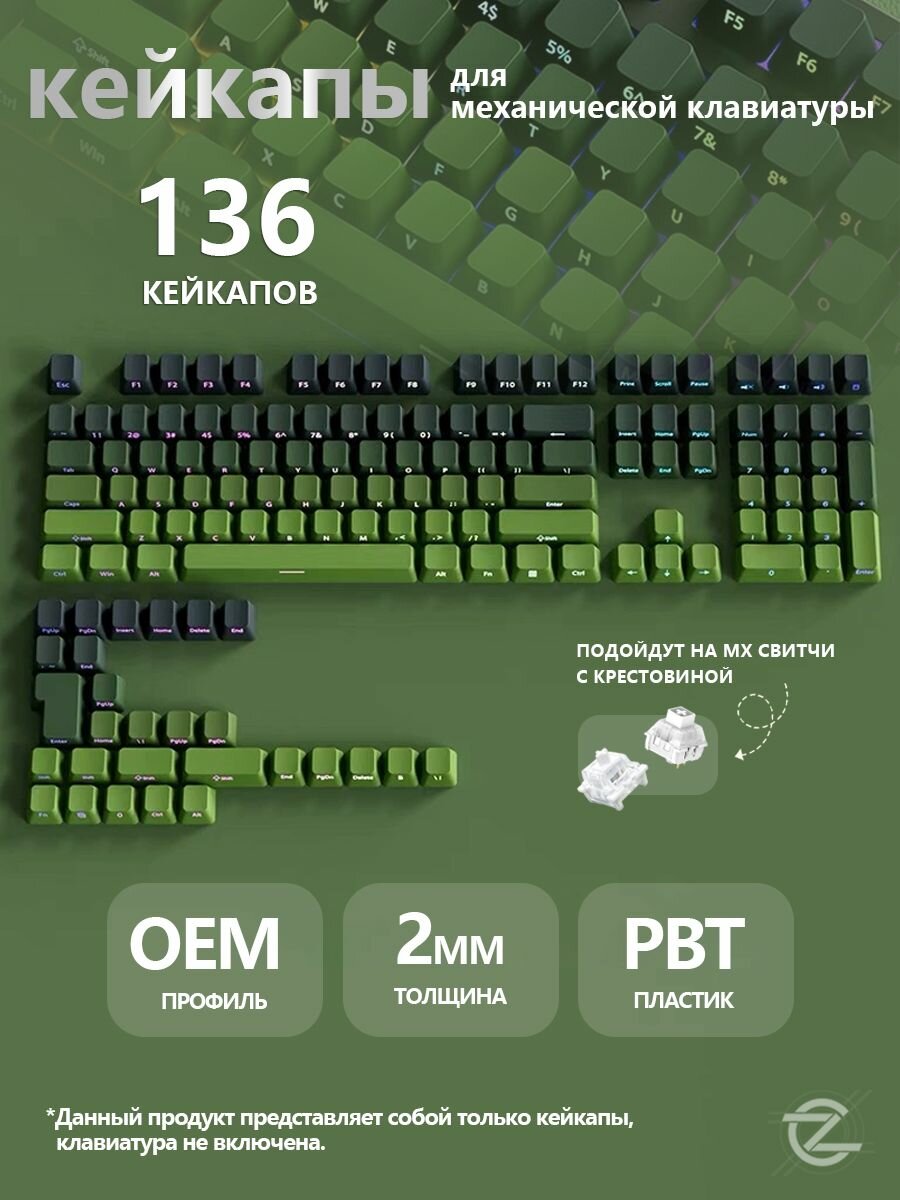 Кейкапы для механической клавиатуры, градиент, Боковая гравировка, просвечивание шрифта,108 кейкапов и 28 дополнительные клавиши, OEM профиль, PBT пластик, подойдут на mx свитчи с крестовиной