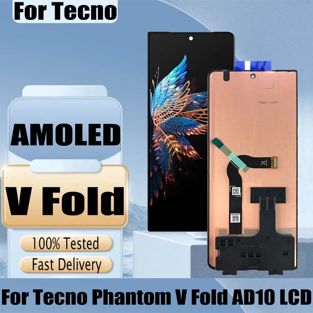 AMOLED для Tecno Phantom V FOLD ЖК-дисплей с сенсорным преобразователем в сборе, замена для Tecno Phantom V FOLD AD10, экранный дисплей