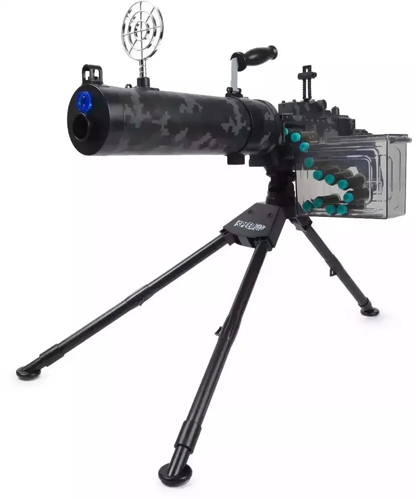 Игрушечное оружие Пулемет Browning 1917 с мягкими пулями, гильзами и патронной лентой с паром 67см 73312 с аккумулятором