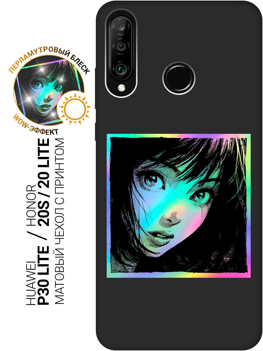 Силиконовый чехол на Honor 20 Lite / 20s / Huawei P30 Lite с принтом "Очарование аниме-красоты" матовый черный