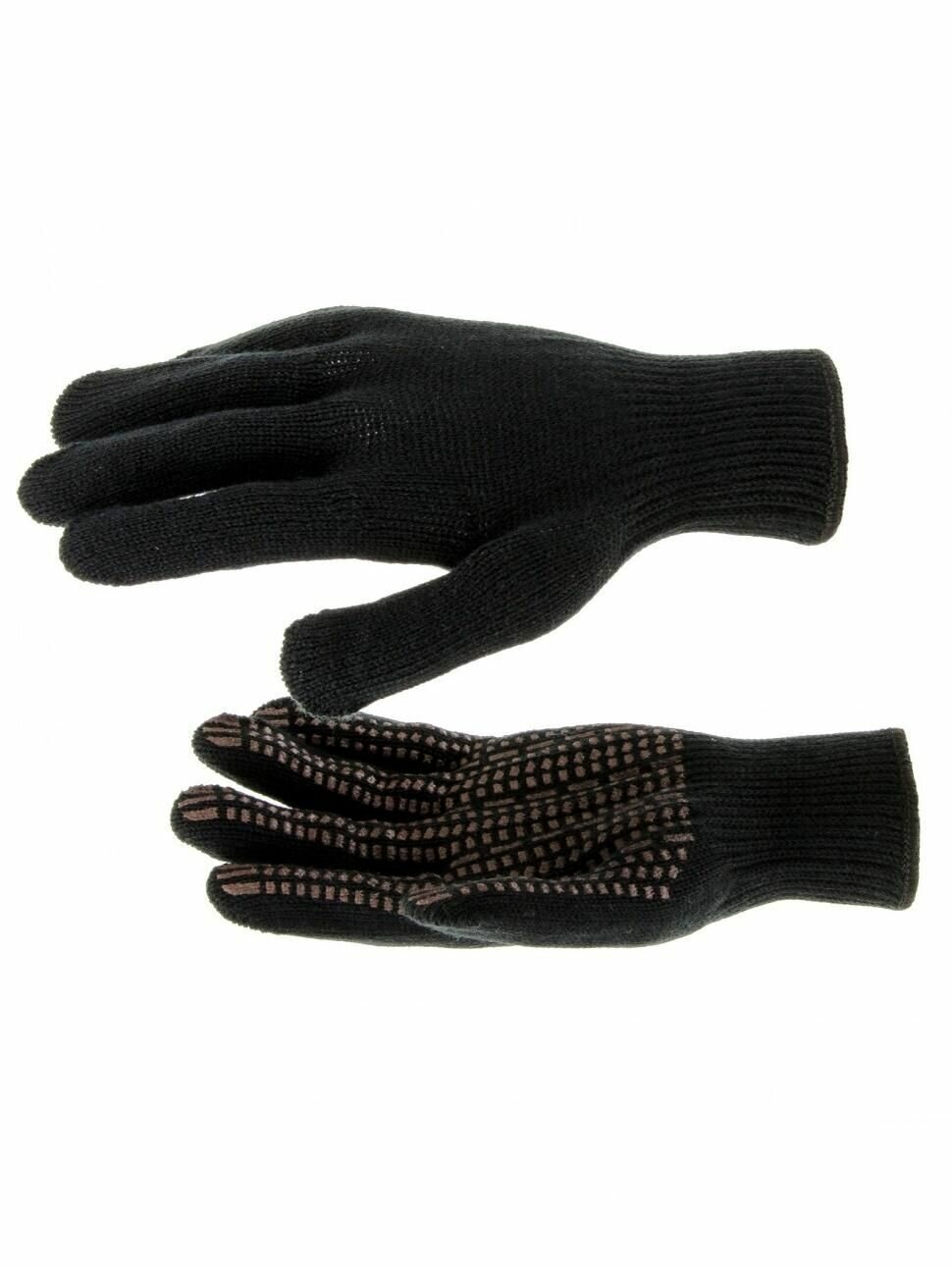 Перчатки трикотажные, акрил, ПВХ гель, "Протектор", черны, оверлок Россия Сибртех 68661