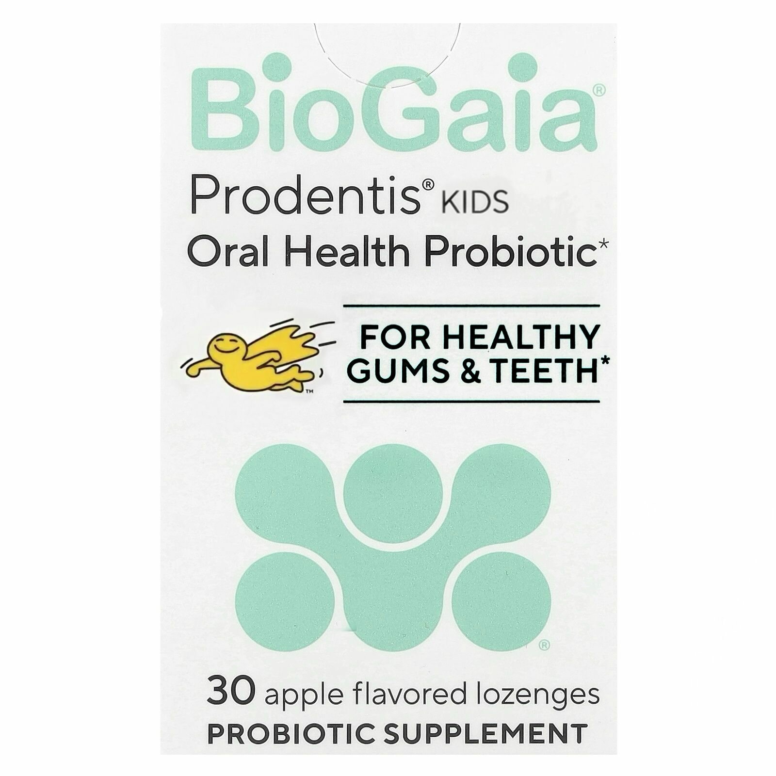 BioGaia, Prodentis, пробиотик для здоровья детских зубов и полости рта, яблочный вкус, 30 пастилок