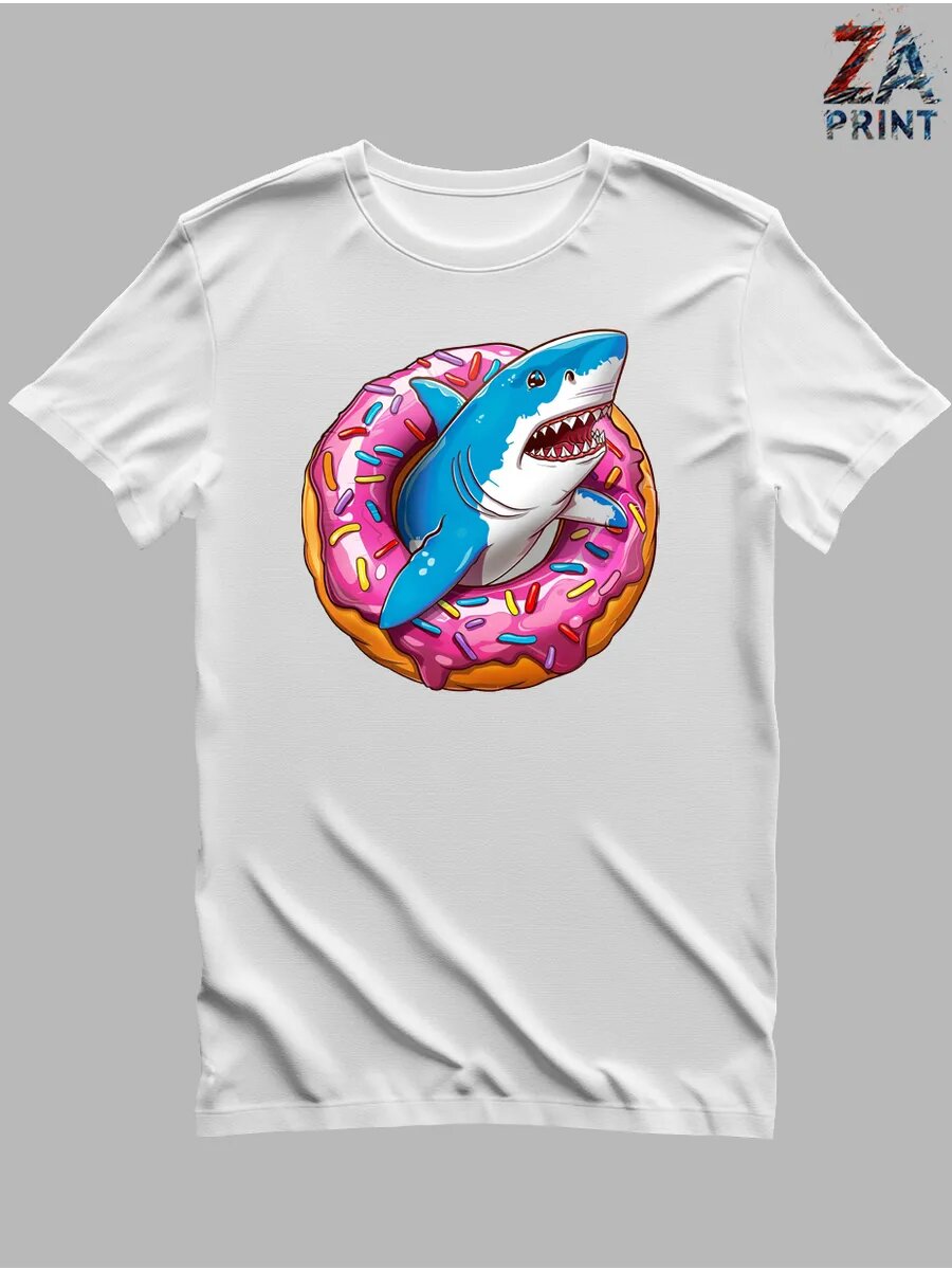 Футболка пончик акула