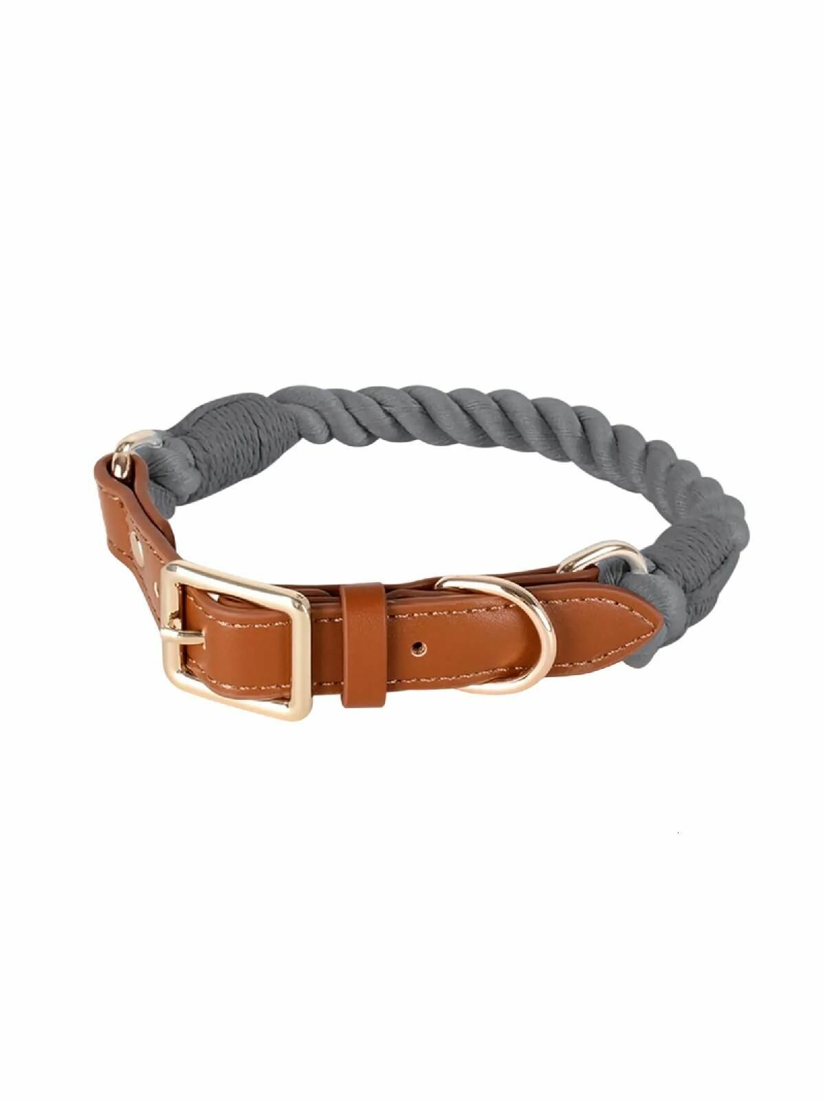 Фурнитура для ошейников и поводков, Ошейник для собаки из чистого хлопка-серый-XL
