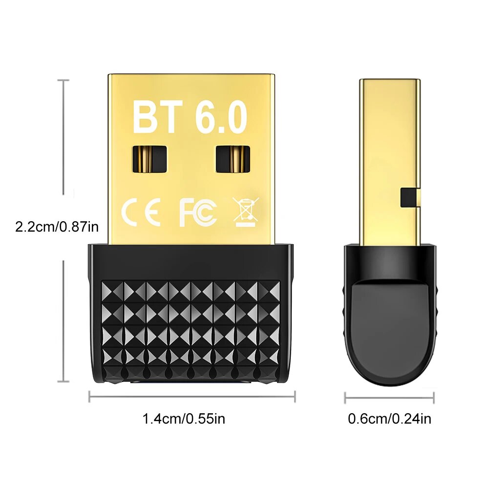Адаптер BT 6.0 USB BT 6.0 Dongle Беспроводной BT-передатчик Приемник для ПК Мышь Клавиатура Наушники Динамики
