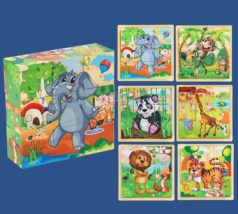 Девять зерен, шестигранный пазл-раскраска, деревянная игрушка-перевертыш, с деревянным блюдом, ферма