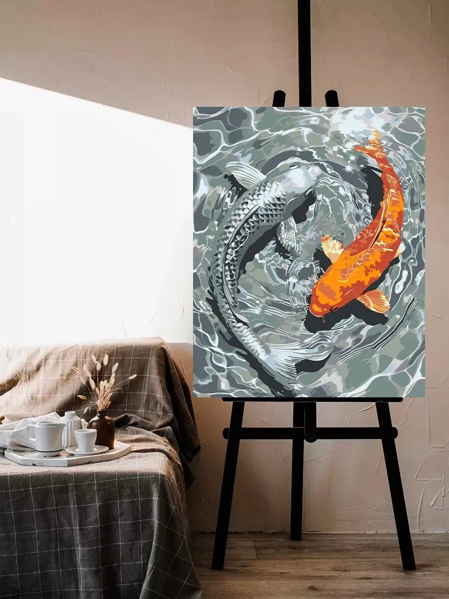 Картина по номерам Японская Живопись Карпы Кои Рыбка