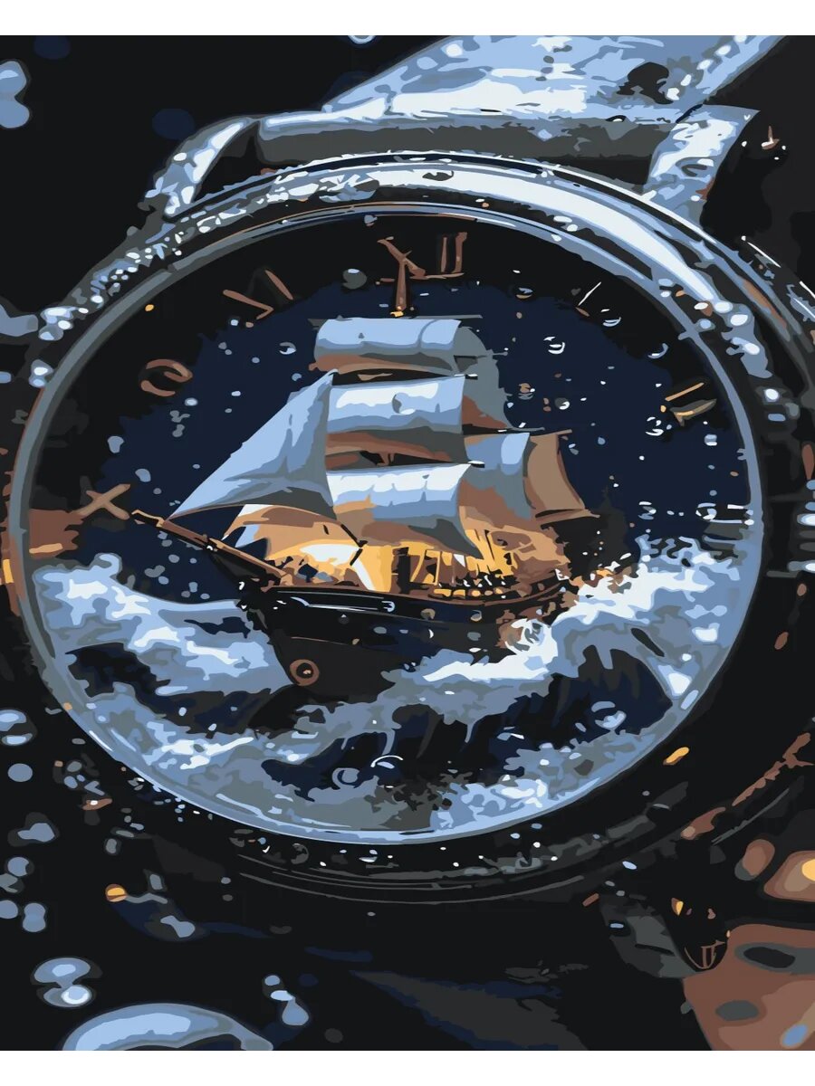 Картина по номерам Абстракция Корабль в Часах Море