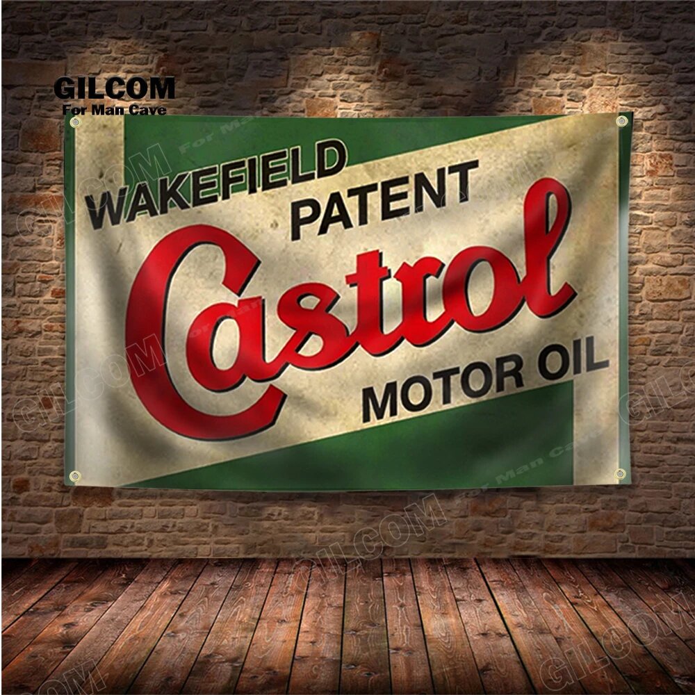 Настенный флаг из полиэстера Motor Oil Retro