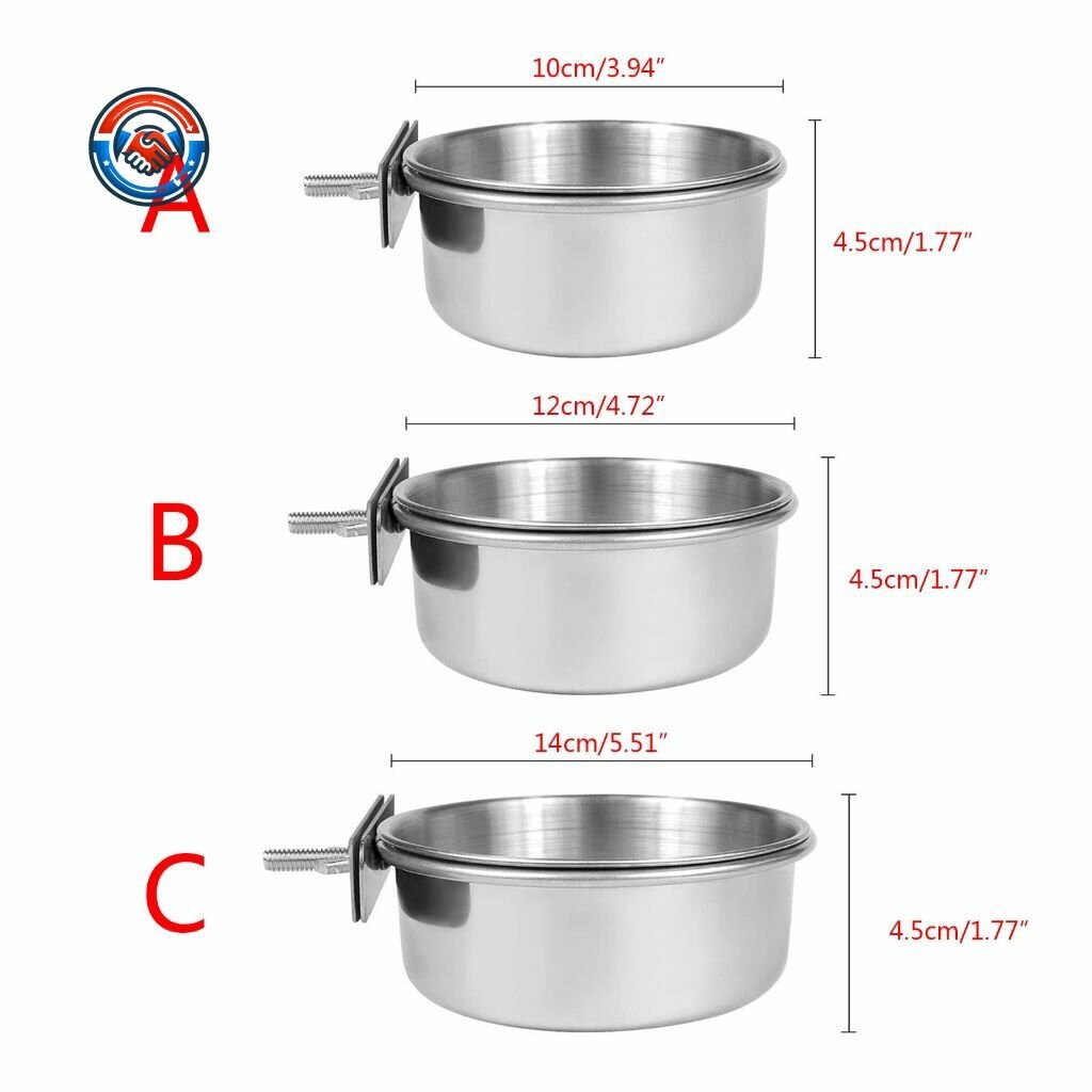 Кормушка для птиц из нержавеющей стали, чаша-кормушка на клетку с зажимом, 3 размера, универсальная миска для попугаев, волнистых попугайчиков, корелла, какаду, водная и кормовая поилка, легко моется