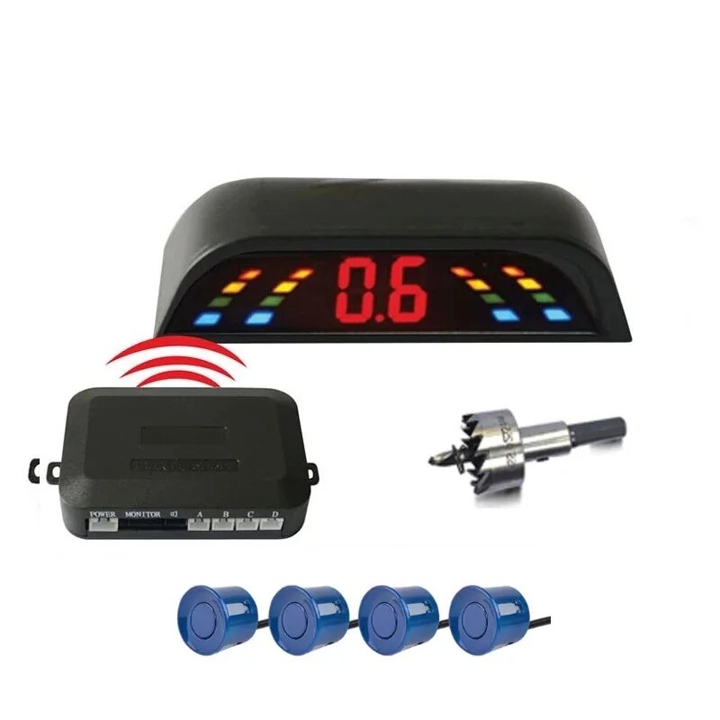 EURS Новый беспроводной автомобильный парктроник светодиодный датчик парковки с 4-звонным резервным радарным монитором детектор системы дисплея, blue