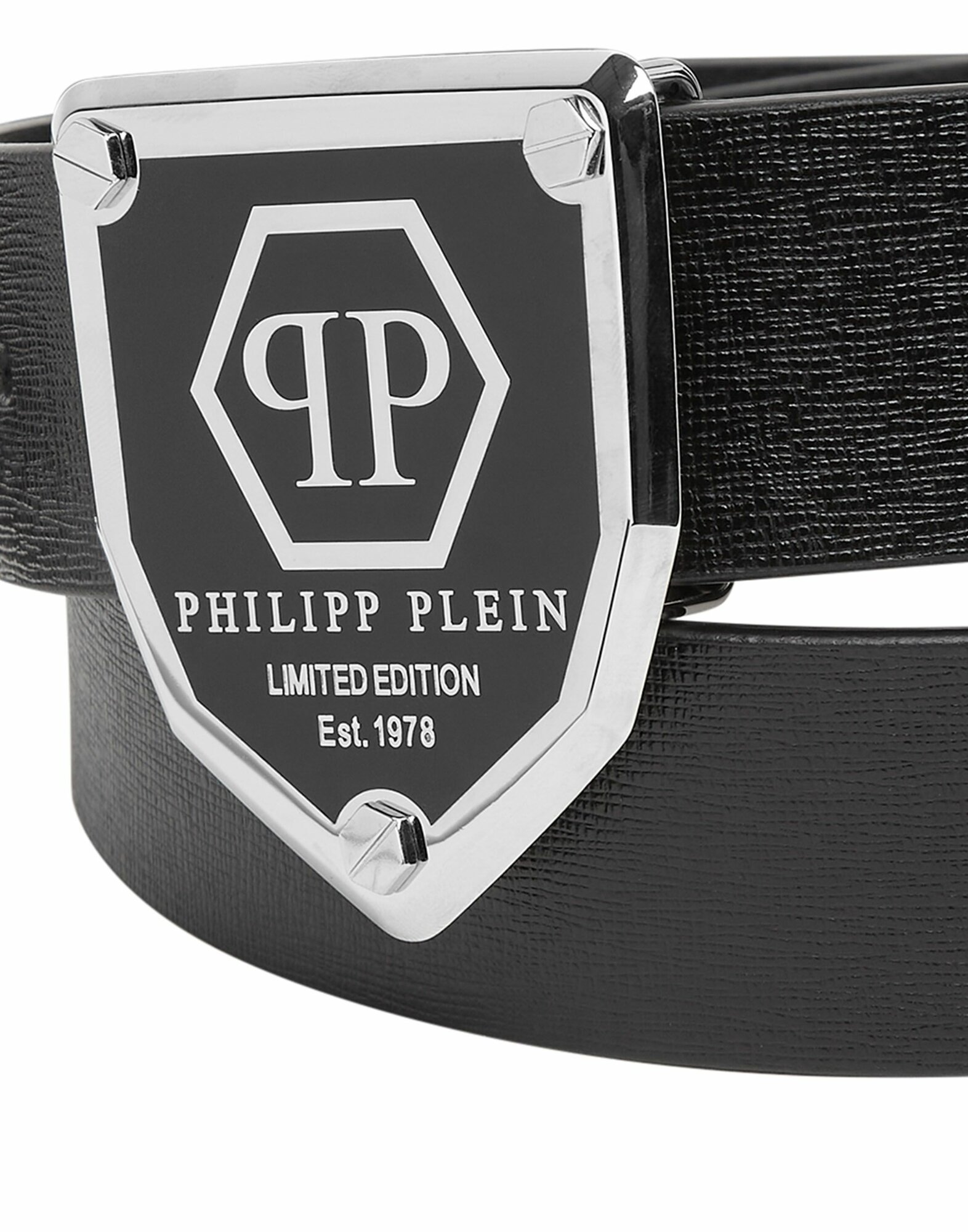 Ремень PHILIPP PLEIN для мужчин, размер 110, серо-черный — фото 1
