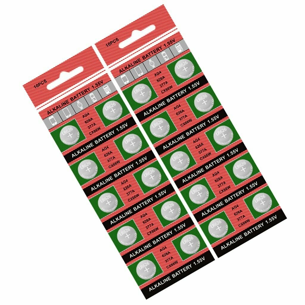 20шт, батарейный блок AG4 377a LR626 button battery card pack