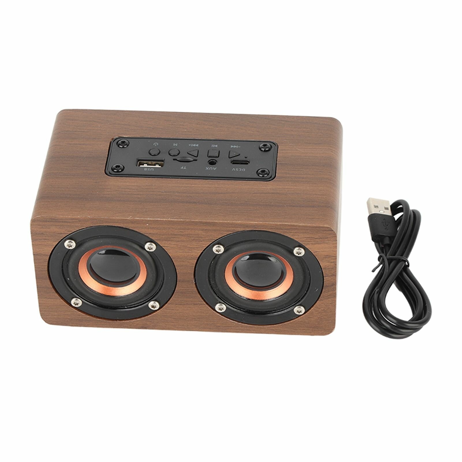 Деревянный Bluetooth динамик с сабвуфером FM-радио HiFi музыкальный будильник - коричневая текстура