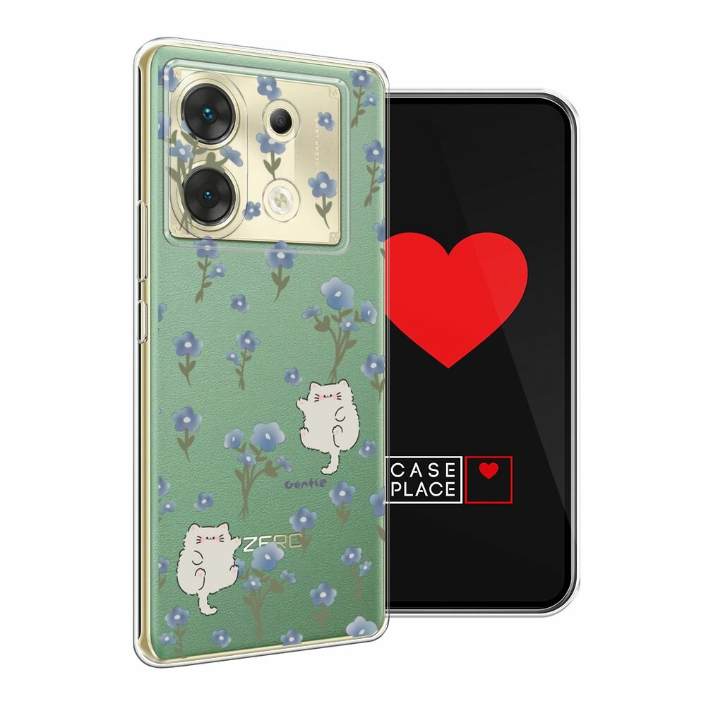Чехол на Infinix Zero 30 5G / Инфиникс Зеро 30 5G с принтом "Gentle cats", прозрачный — фото 1