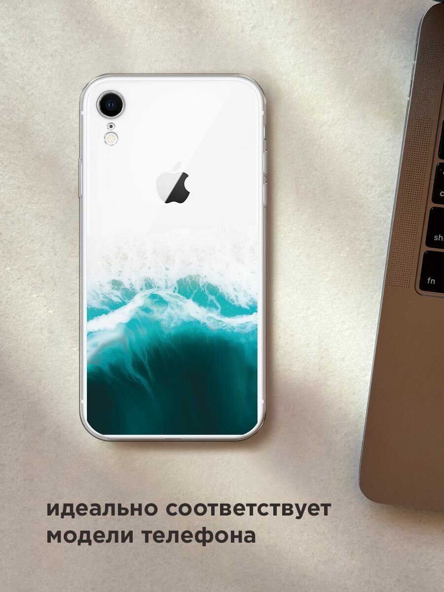 Чехол на Apple iPhone XR / Айфон XR с принтом "Большая волна", прозрачный — фото 1