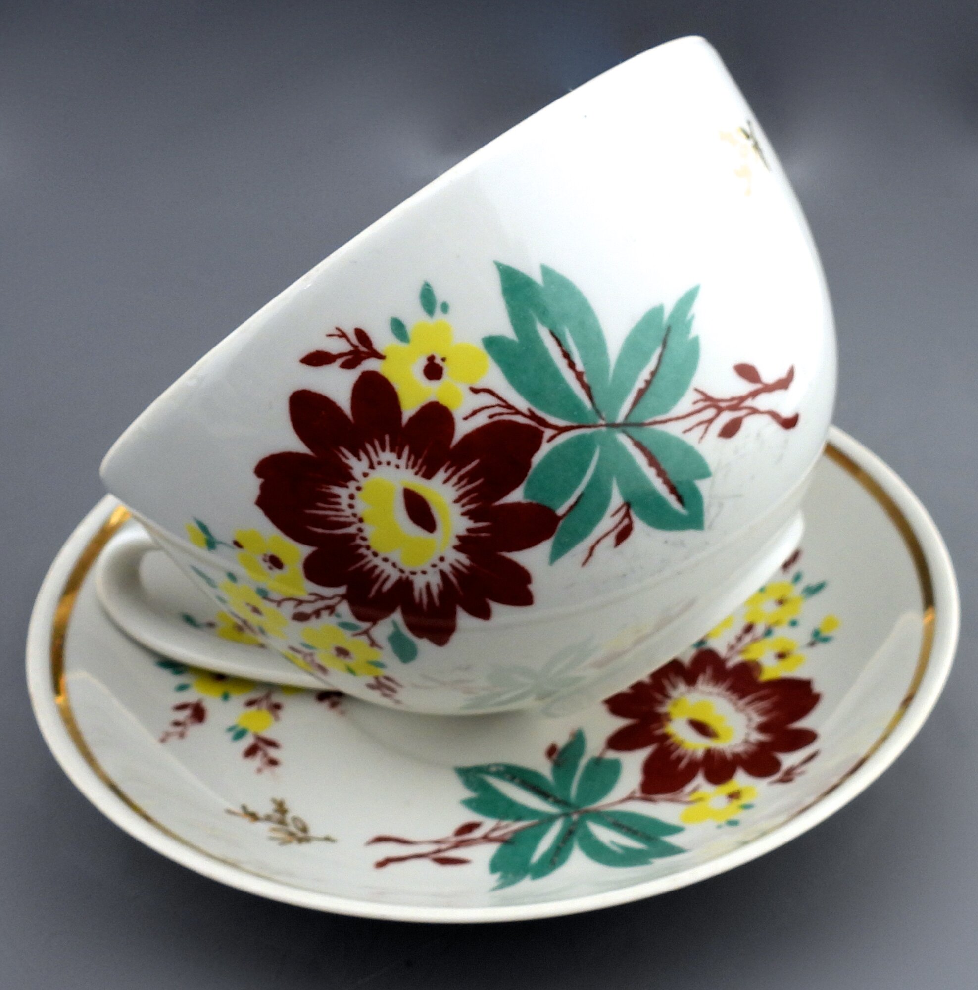 Чайная пара гигант 500 мл фарфор Вербилки СССР 1970-е гг