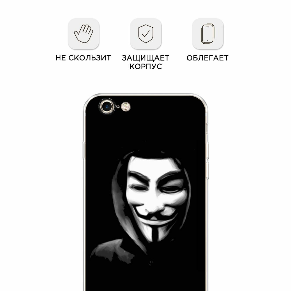 Чехол на Apple iPhone 6 Plus/6S Plus / Айфон 6 Плюс/Айфон 6С Плюс с принтом "Анонимус" — фото 1