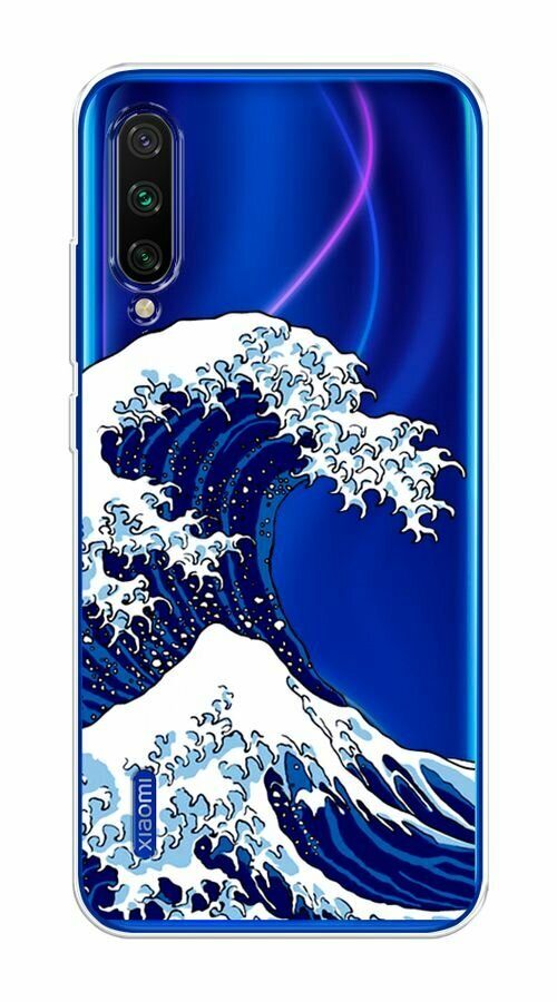 Чехол на Xiaomi Mi CC9/A3 Lite/9 Lite / Сяоми Mi CC9/A3 Lite/9 Lite с принтом "Волна над Фудзи", прозрачный