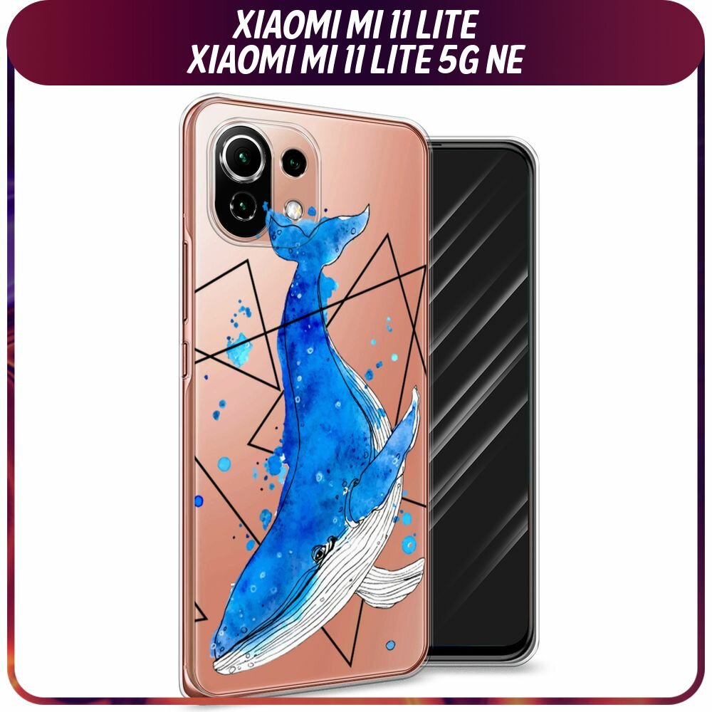 Чехол на Xiaomi Mi 11 Lite/5G NE / Сяоми Ми 11 Лайт/5G NE с принтом "Кит графика", прозрачный