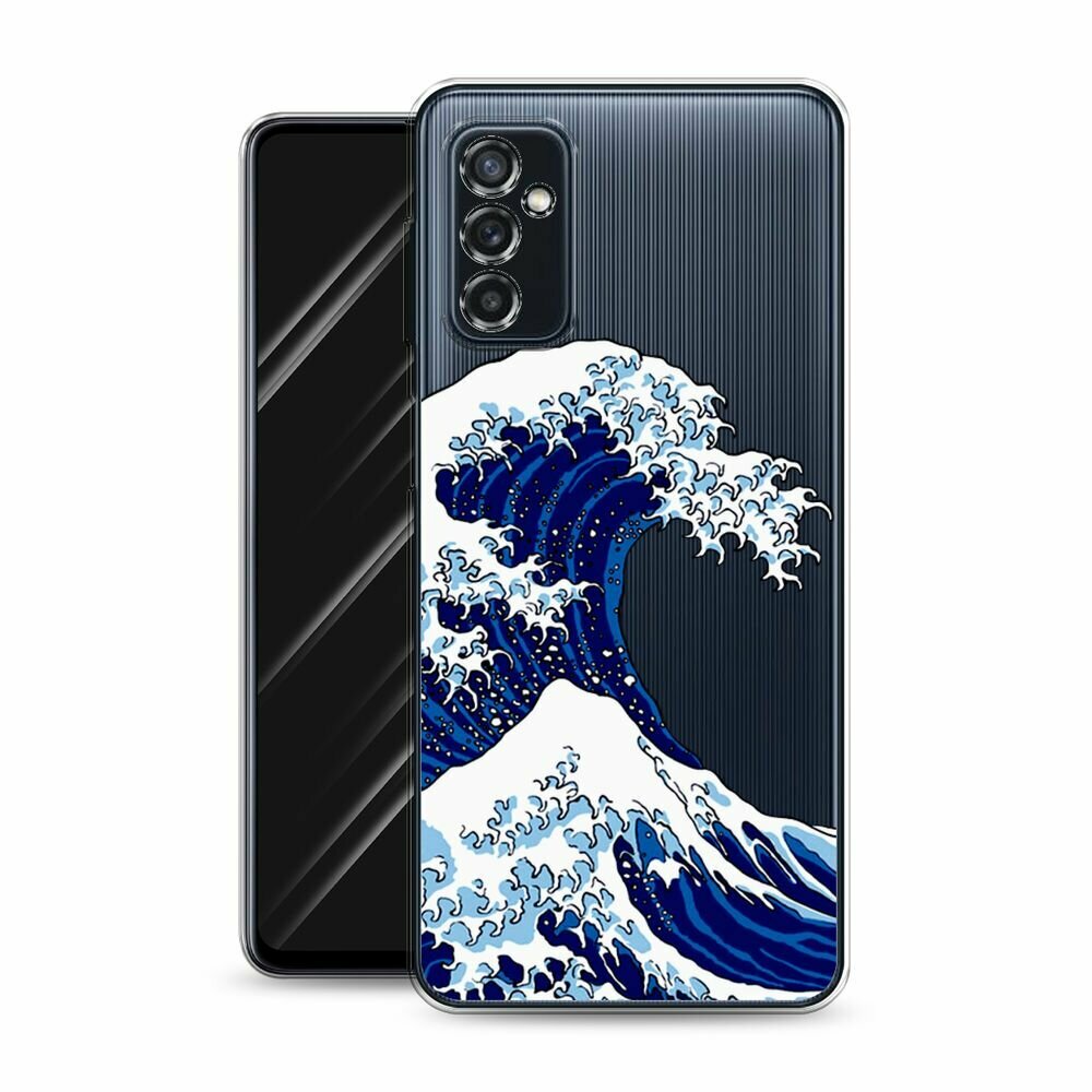 Чехол на Samsung Galaxy M52 / Самсунг Галакси M52 с принтом "Волна над Фудзи", прозрачный — фото 1