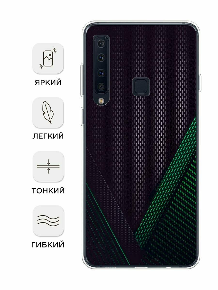 Чехол на Samsung Galaxy A9 2018 / Самсунг Галакси А9 2018 с принтом "Зеленый карбон" — фото 1