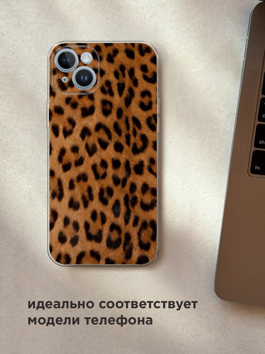 Чехол на Apple iPhone 14 / Айфон 14 с принтом "Мех леопарда" — фото 1