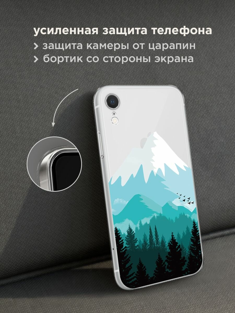 Чехол на Apple iPhone XR / Айфон XR с принтом "Синяя снежная гора", прозрачный — фото 1