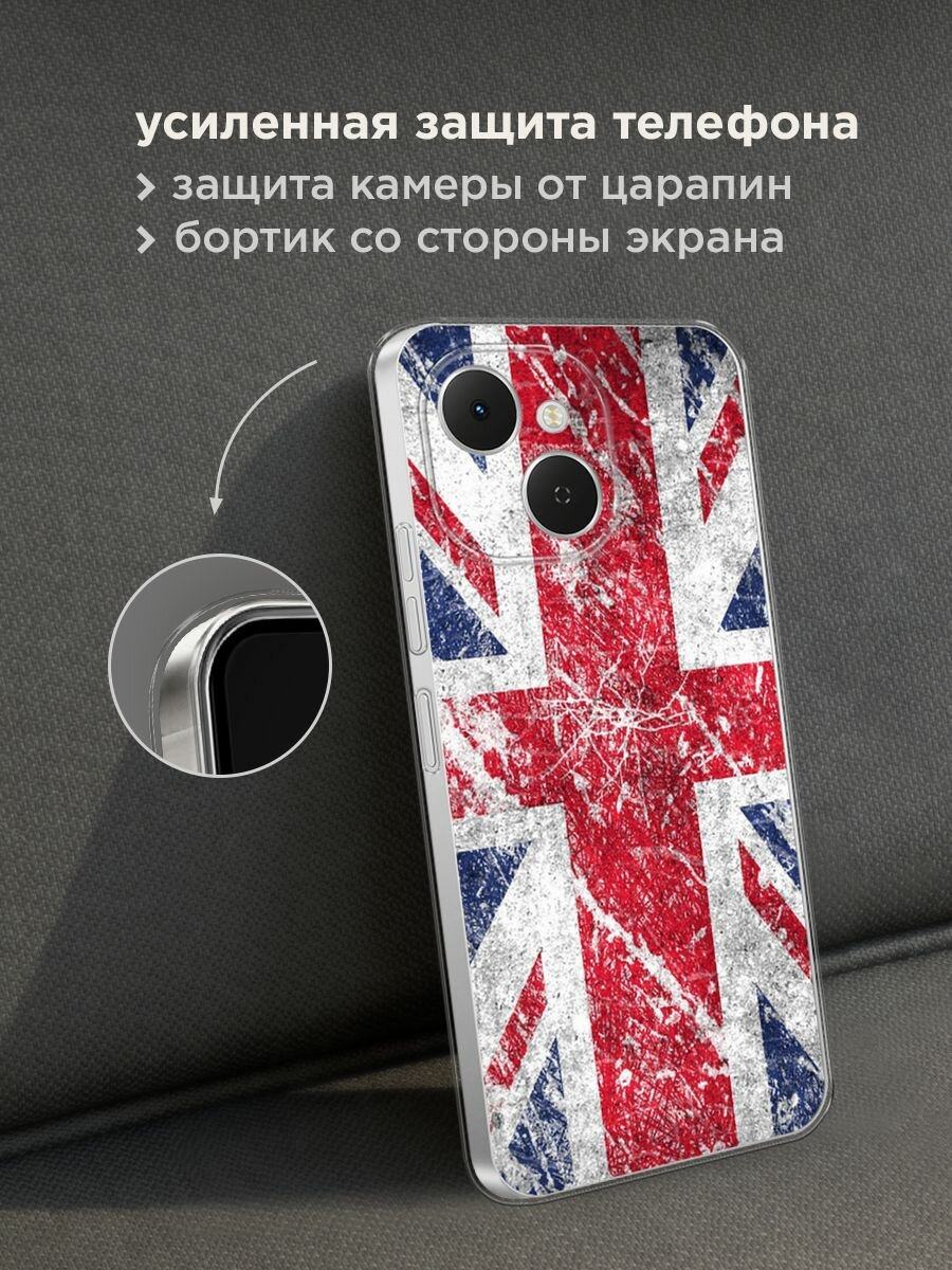 Чехол на Tecno Spark 40C / Текно Спарк 40C с принтом "Флаг британский" — фото 1