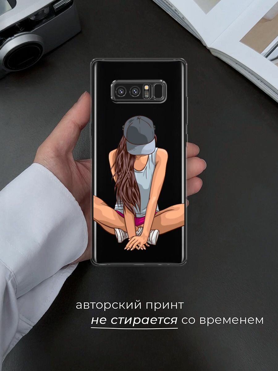 Чехол на Samsung Galaxy Note 8 / Самсунг Галакси Нот 8 с принтом "Девушка в кепочке", прозрачный — фото 1