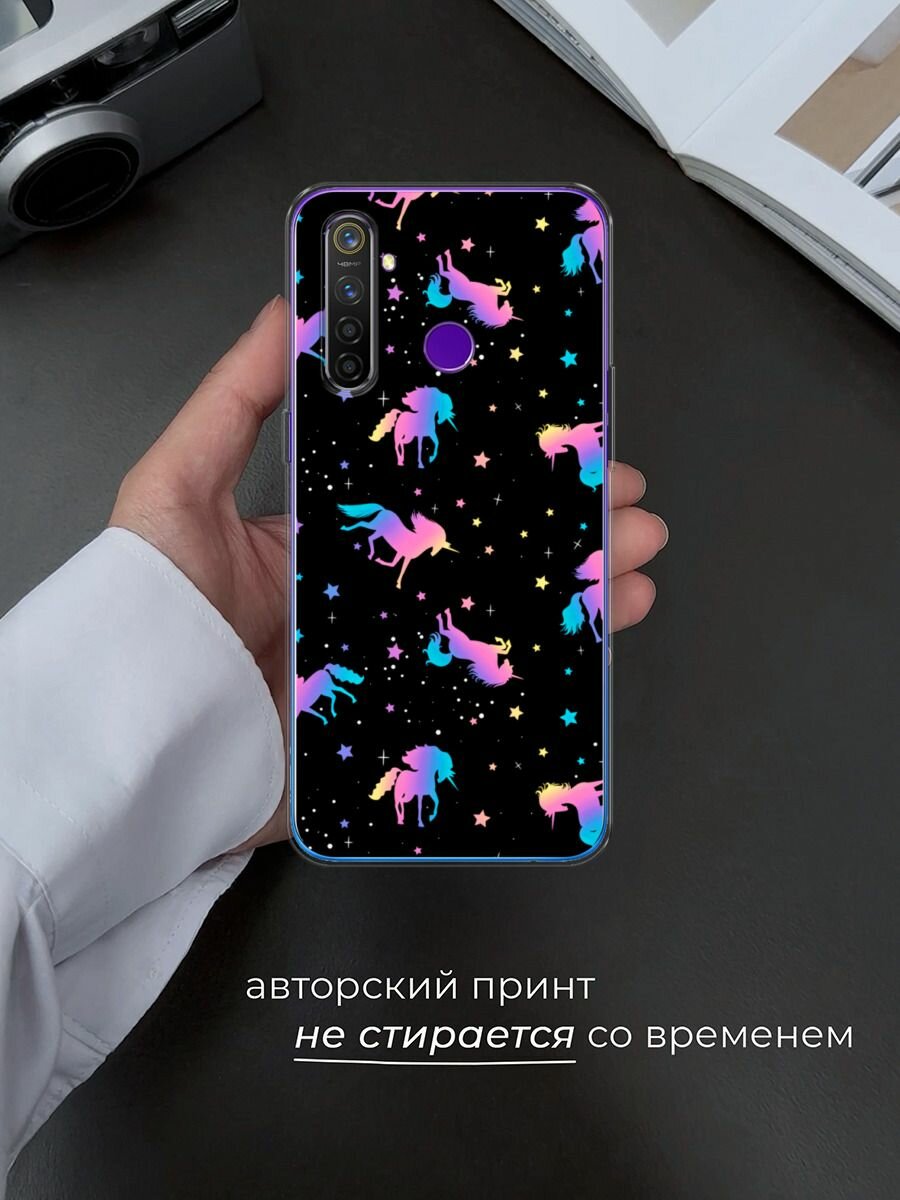 Чехол на Realme 5 Pro / Реалми 5 Про с принтом "Единороги градиент" — фото 1