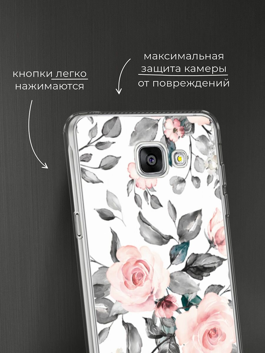 Чехол на Samsung Galaxy A5 2016 / Самсунг Галакси А5 2016 с принтом "Розы на белом" — фото 1