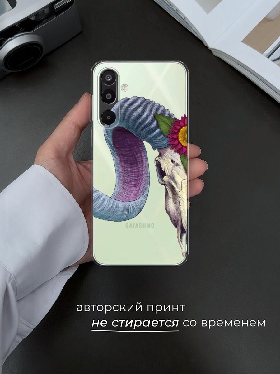 Чехол на Samsung Galaxy M16 / Самсунг Галакси М16 с принтом "Мифический череп", прозрачный — фото 1