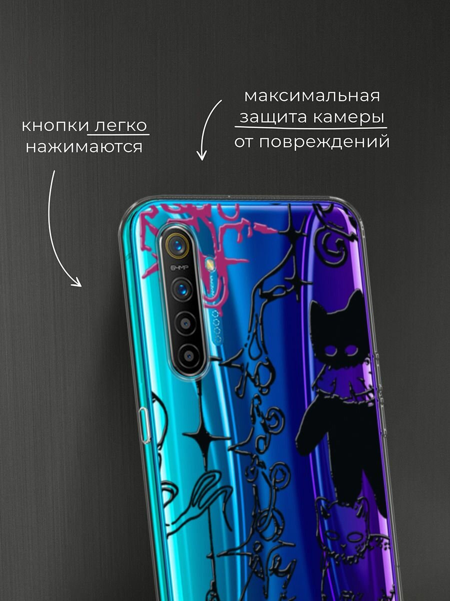 Чехол на Realme XT / Реалми XT с принтом "Готические котики" — фото 1