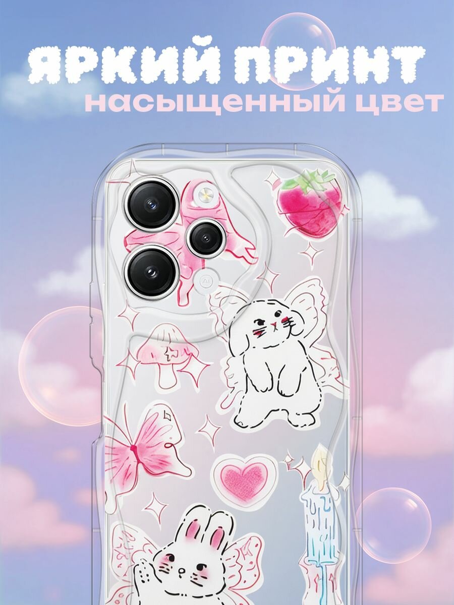 Чехол на Xiaomi Redmi 12 / Редми 12 с принтом "Феи-кролики", прозрачный — фото 1