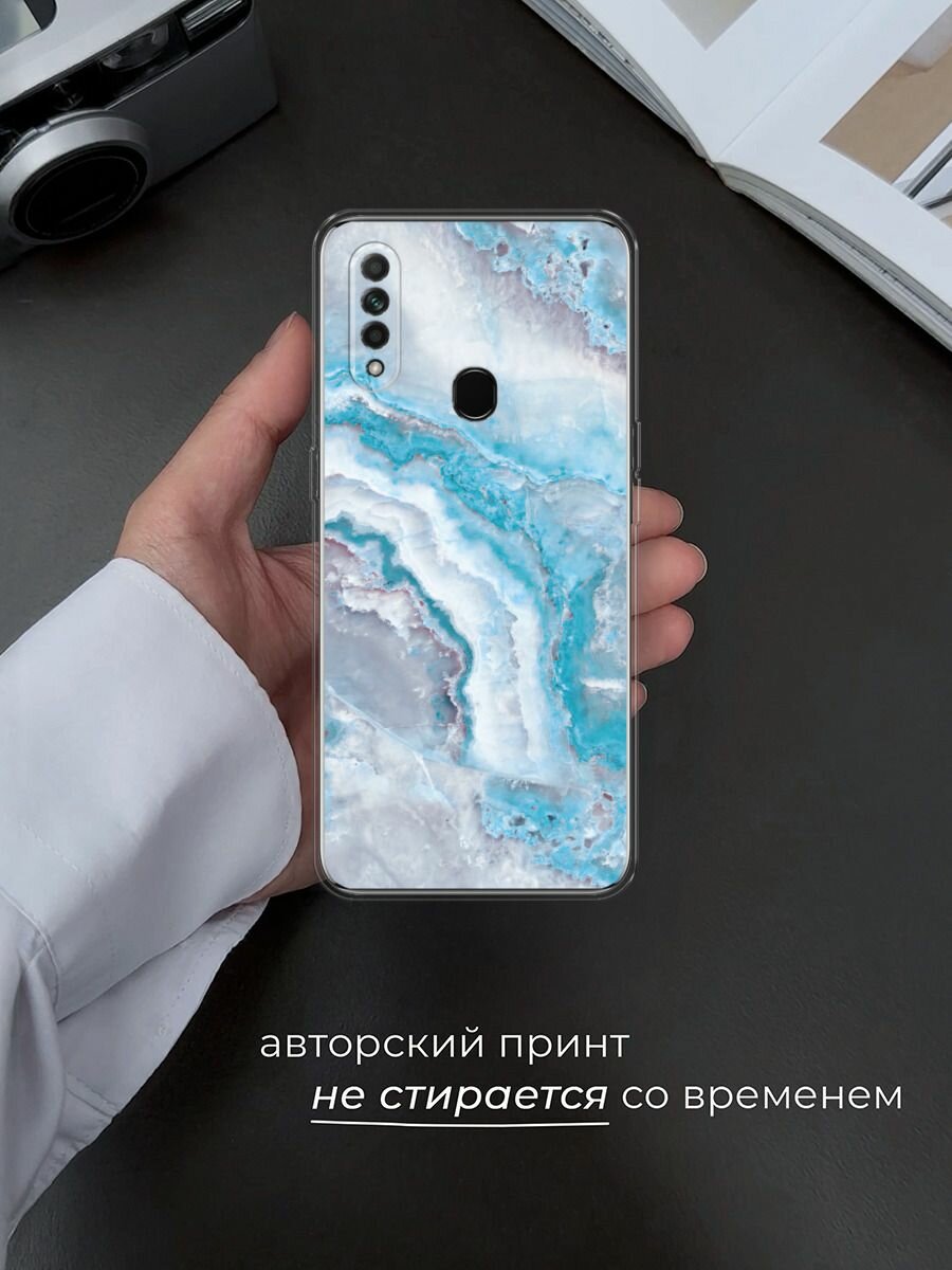 Чехол на Oppo A31 / Оппо А31 с принтом "Нежно-голубой мрамор" — фото 1