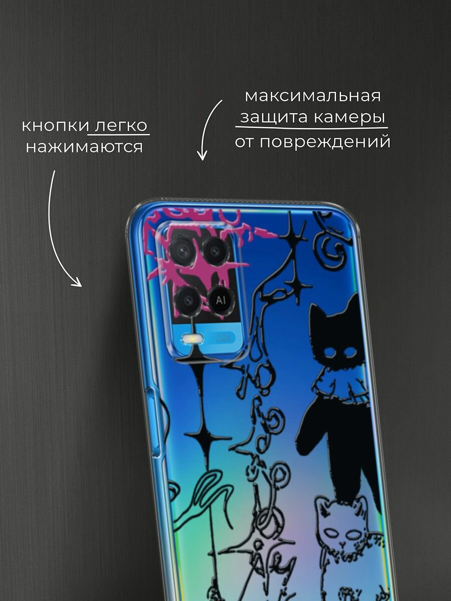Чехол на Oppo A54 / Оппо A54 с принтом "Готические котики" — фото 1