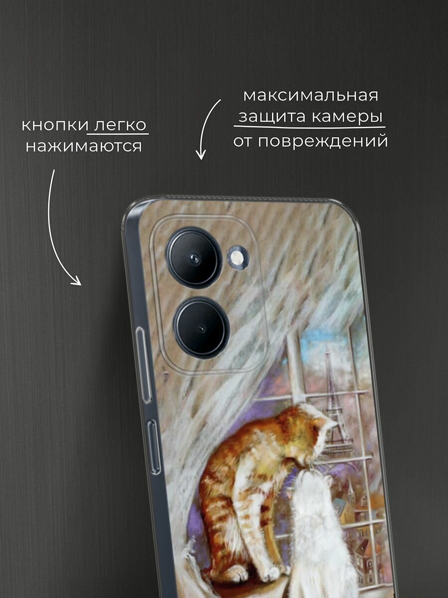 Чехол на Realme C33 / Реалми С33 с принтом "Влюбленные котики 1" — фото 1