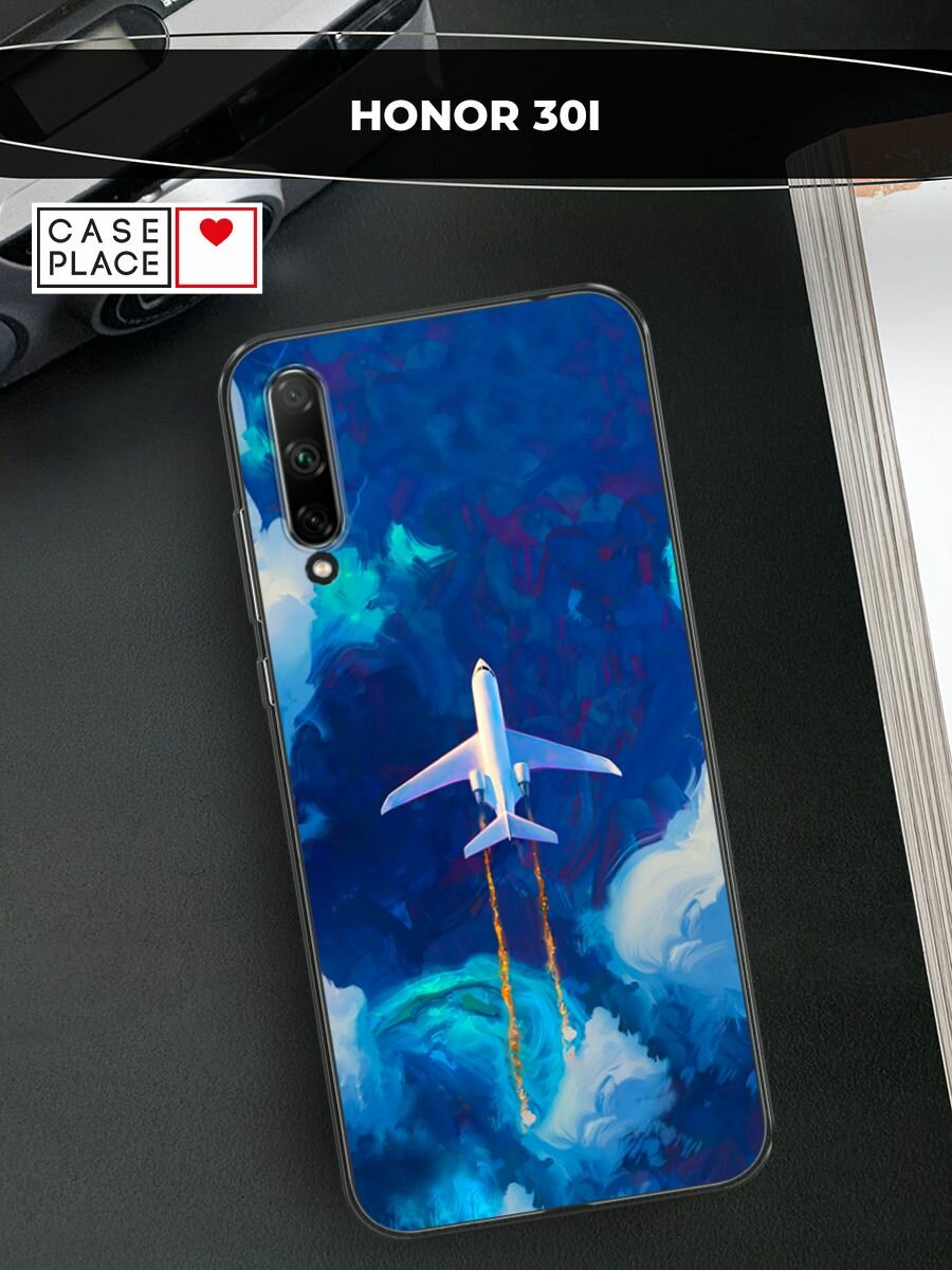 Силиконовый чехол на Honor 30i / Хонор 30i с принтом "Самолет картина"