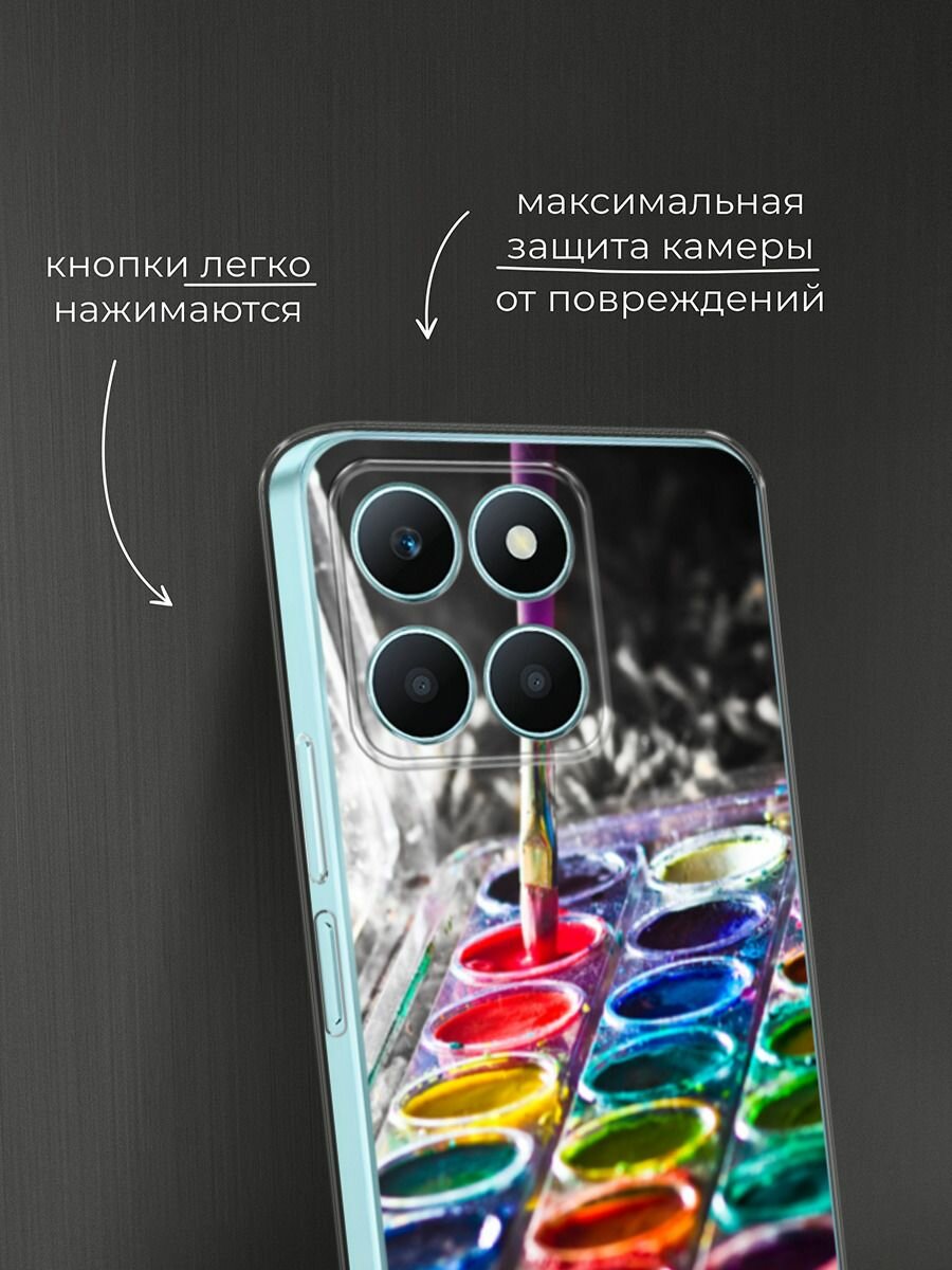 Силиконовый чехол на Honor X6A / Хонор X6A с принтом "Палитра красок" — фото 1