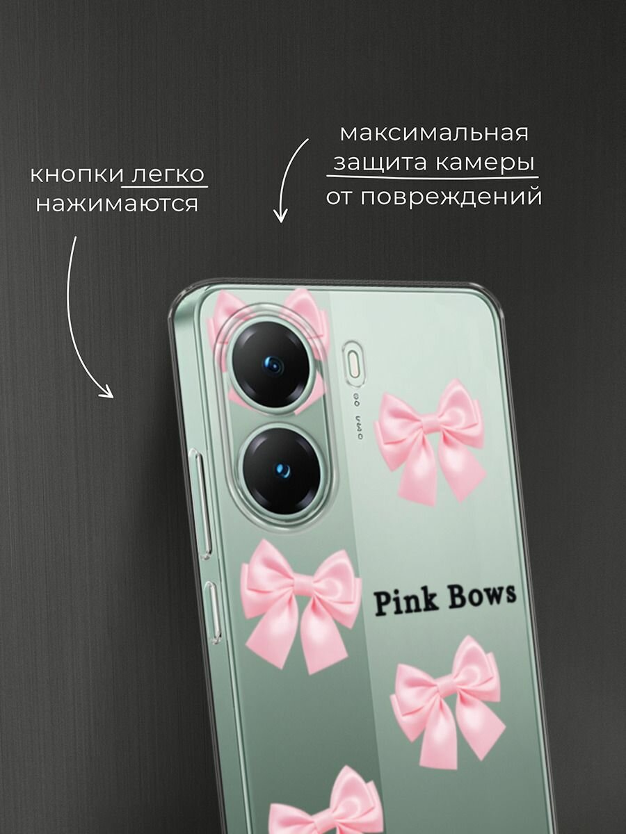 Чехол на Poco X7 Pro / Поко X7 Про с принтом "Pink Bows", прозрачный — фото 1
