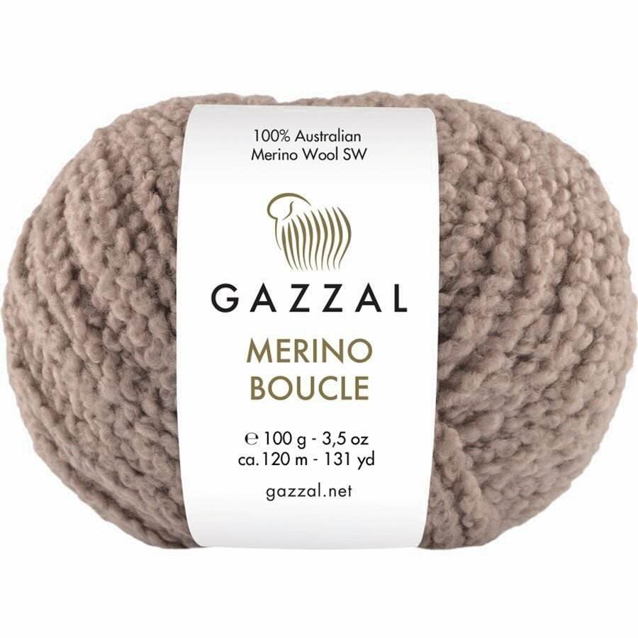 Пряжа Gazzal MERINO BOUCLE 3762 бежевый (3 мотка)