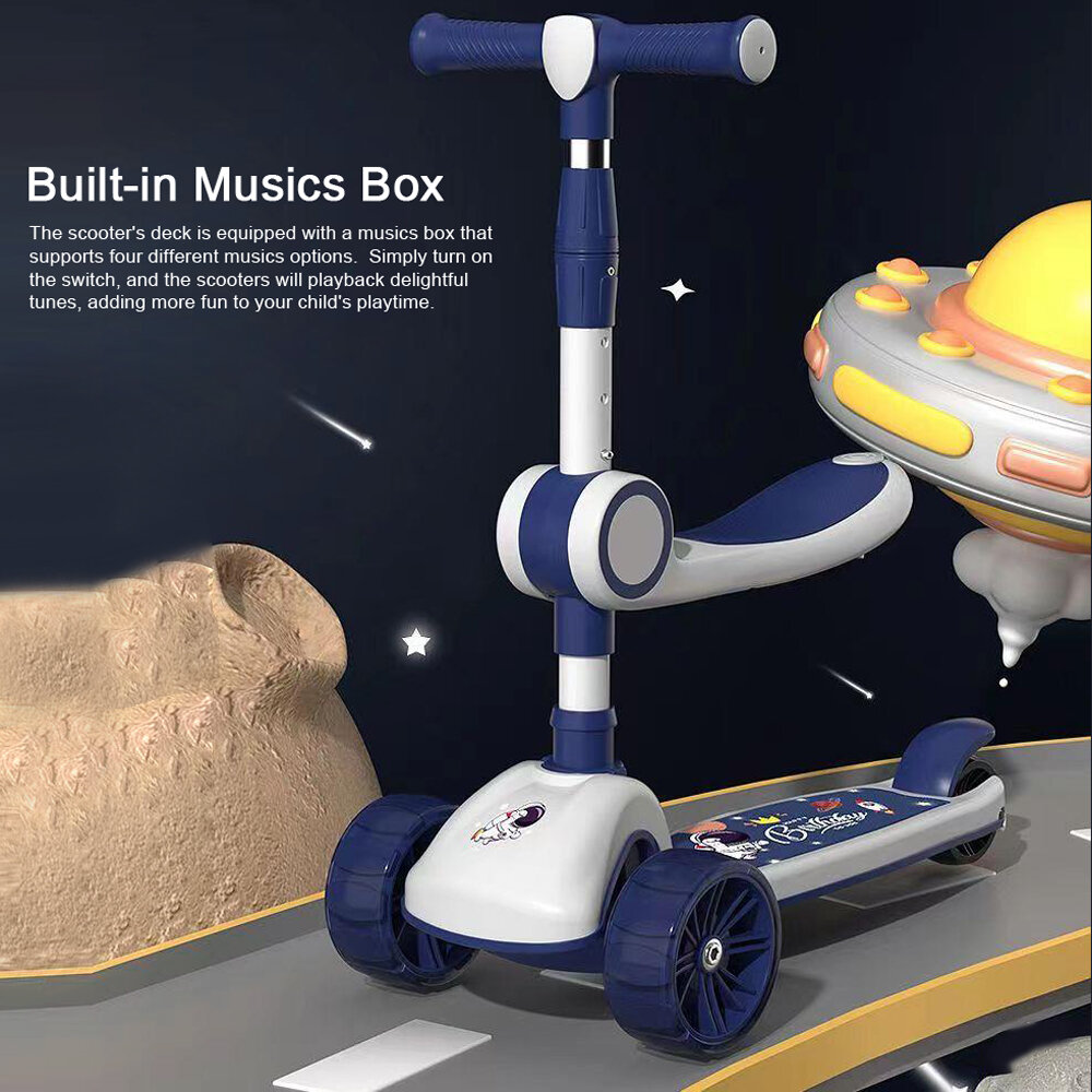 2-в-1 самокат для детей 3-колесный складной, регулируемый