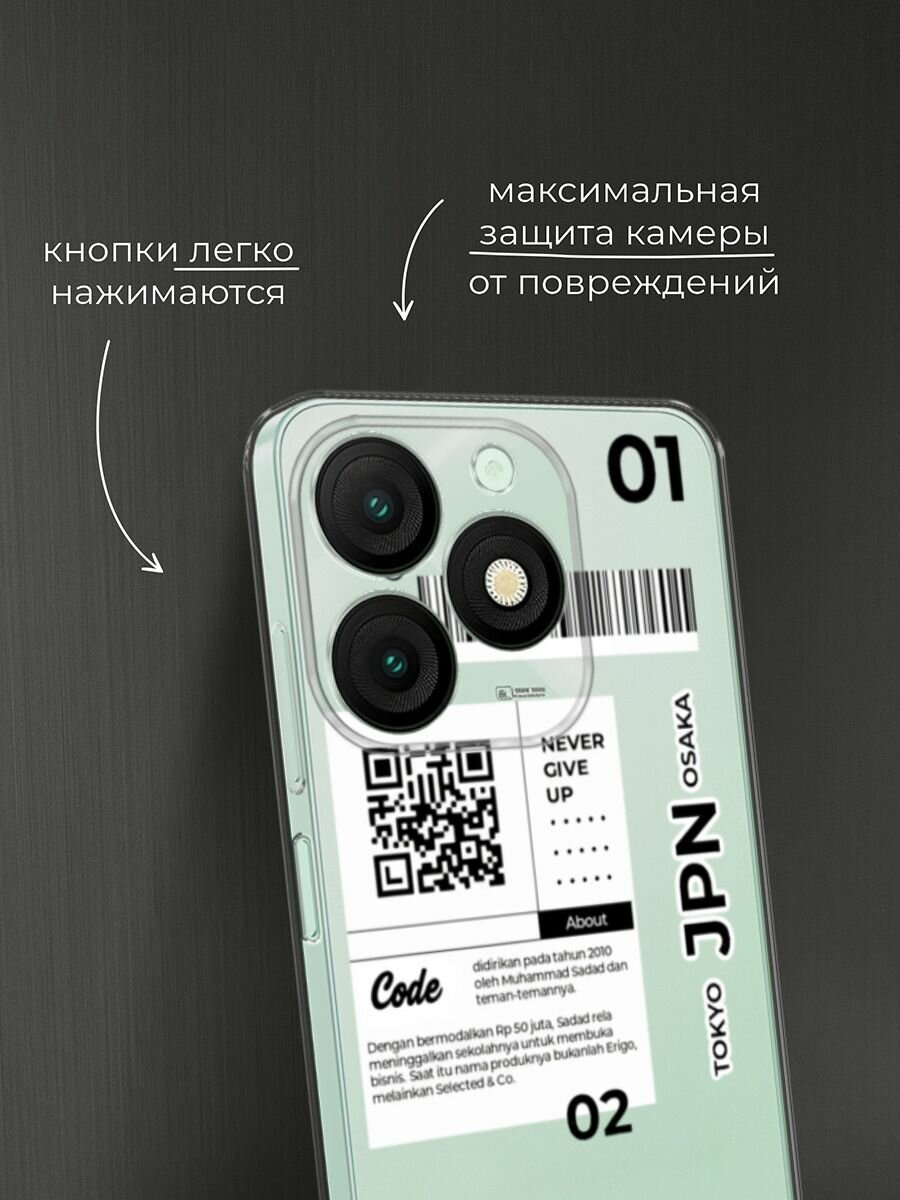 Силиконовый чехол на Itel A50 / Ител А50 с принтом "JPN", прозрачный — фото 1