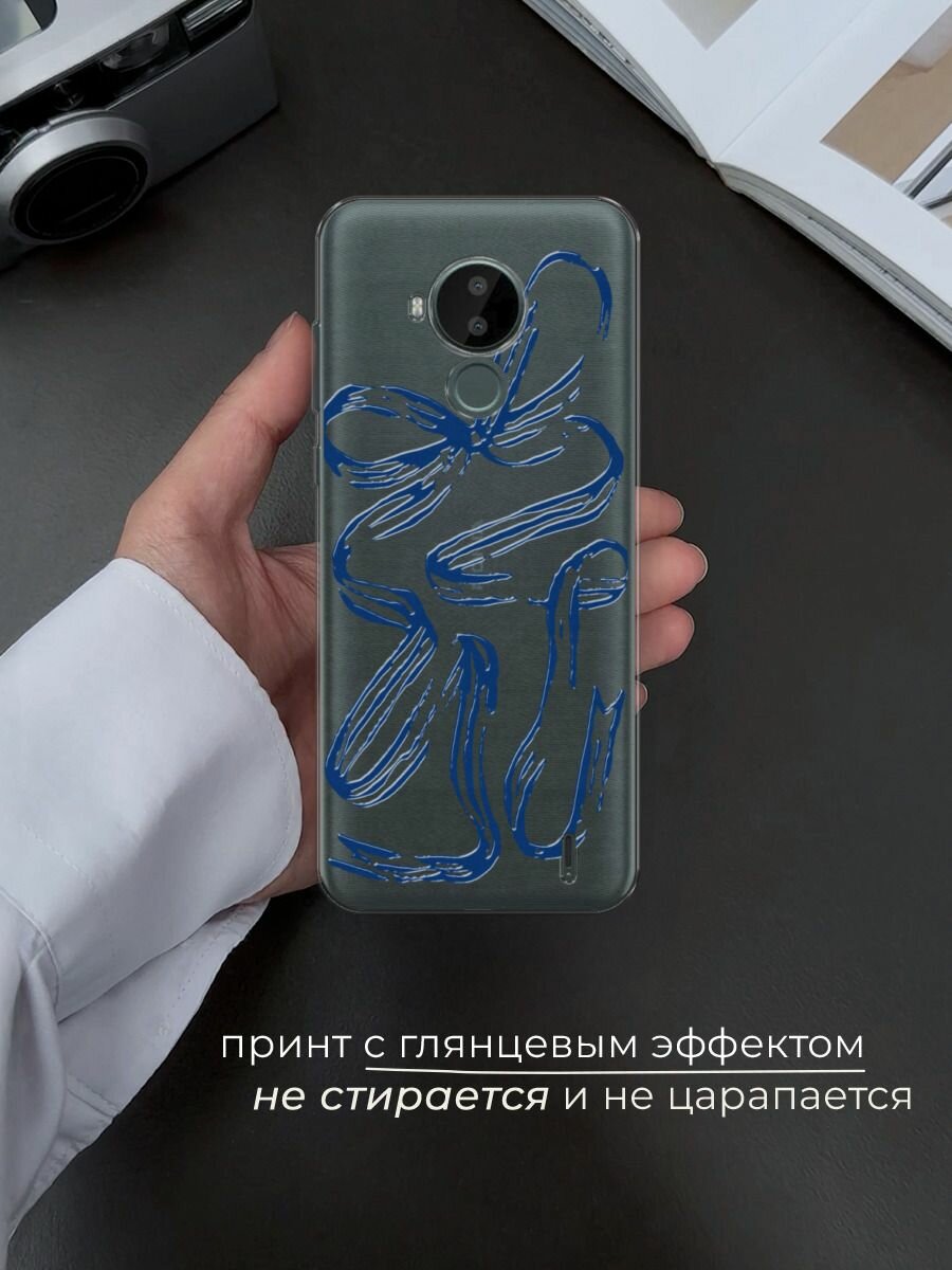 Чехол на Nokia C30 / Нокия C30 с принтом "Синие очертания банта 2" — фото 1