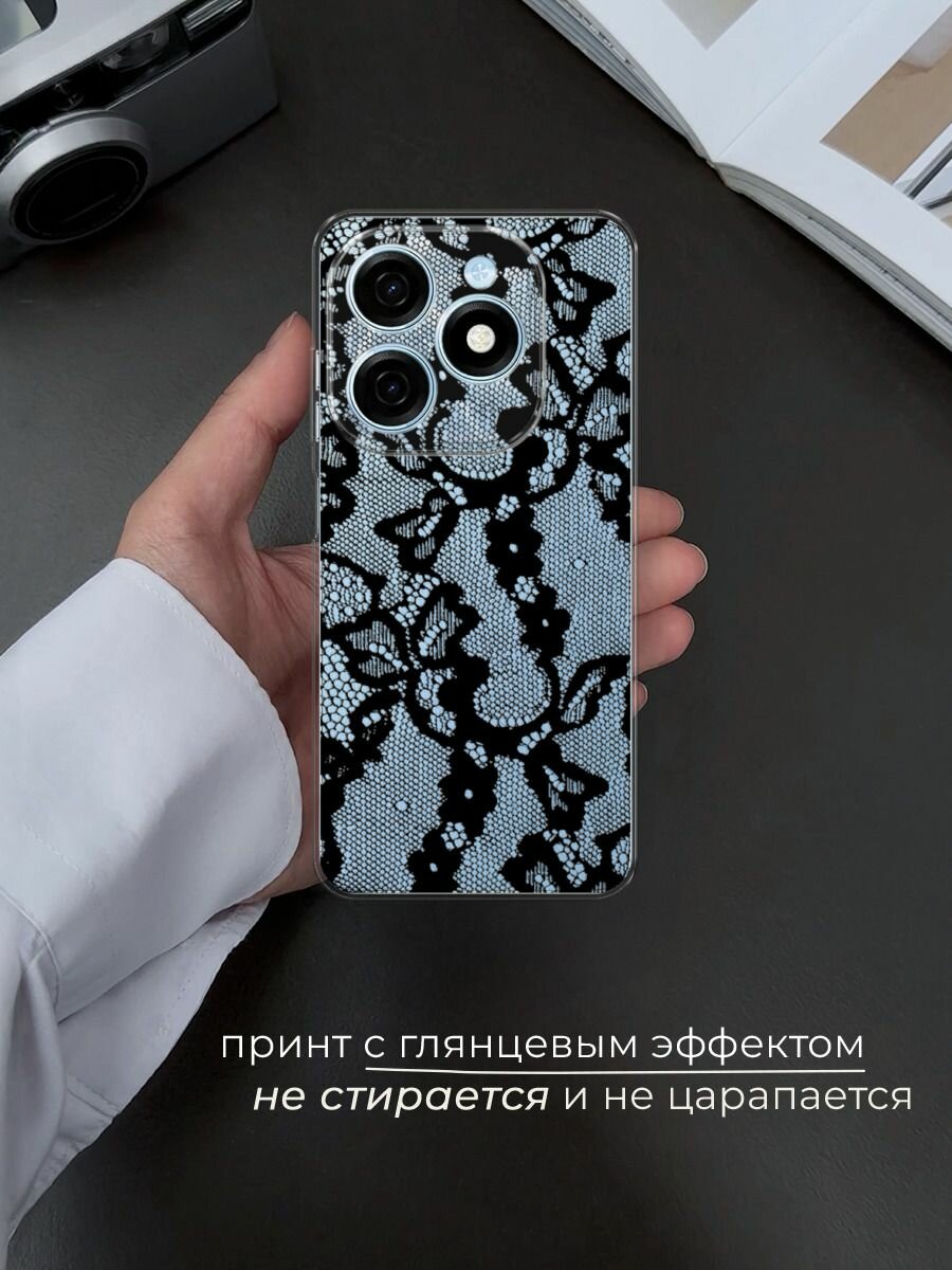 Чехол на Tecno Spark 20 / Текно Спарк 20 с принтом "Черная сетка 2" — фото 1